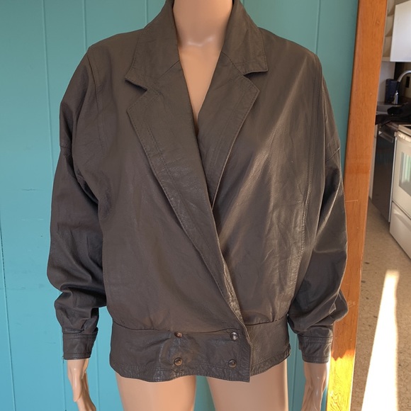 Jackets & Coats | Vintage 8s German Gray Leather Batwing Jacket | Poshmark